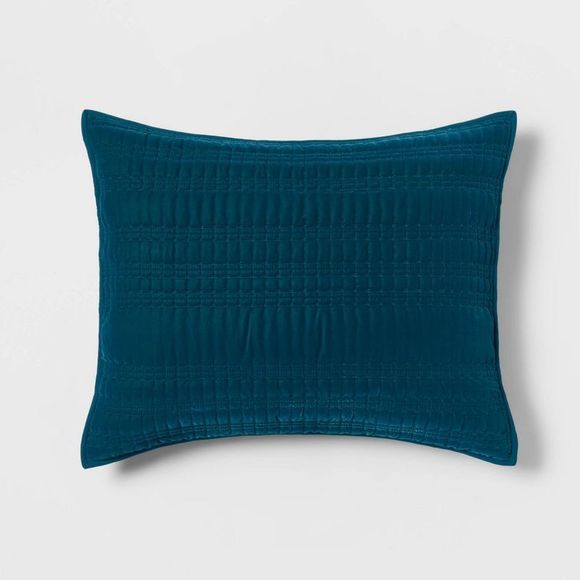 Threshold | Bedding | Standard Lofty Velvet Quilt Sham Dark Teal Blue ...